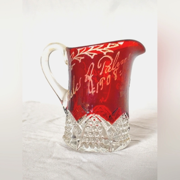 Antique | Accents | Antique 98 Ruby Flash Button Arches Creamerpitcher ...